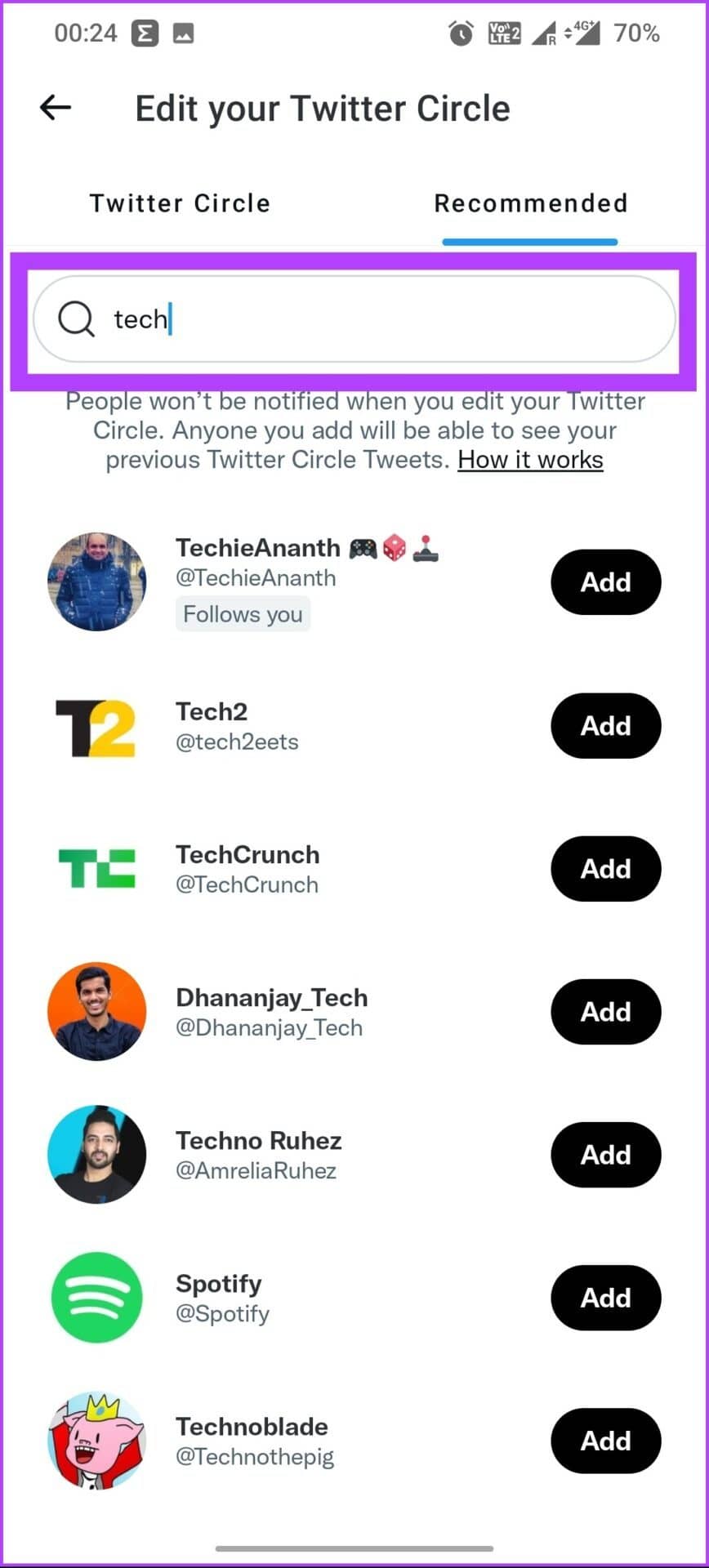 如何在 Android 和 Ios 上创建和使用 Twitter 圈子 嘻嘻笔记